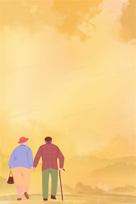 橙色质感世界老年日背景背景图片素材免费下载 熊猫办公