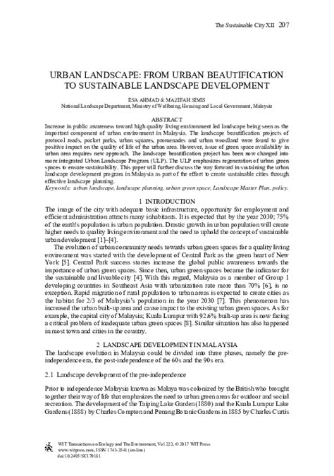Pdf Urban Landscape From Urban Beautification To Sustainable Landscape Development