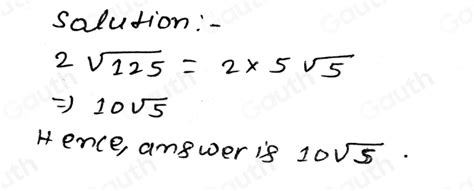 Solved Simplify 2sqrt 125 [math]