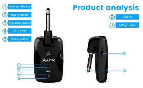 Amazon Com Asmuse Wireless Guitar System GHz Guitar Transmitter