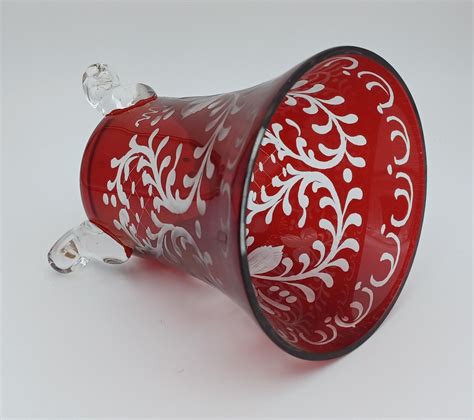 Bohemian Egermann Glass Vase Ruby Red Cut Glass Czechoslovakia 1940 Etsy