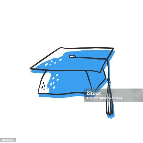 Tasarım Için Vektör Okul Mezunu Şapka Sembolü Eğitim Ofset Renkli