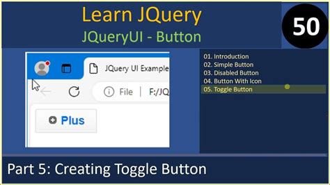 Jqueryui Button Part 5 Toggle Button Jquery Tutorials 50 Youtube