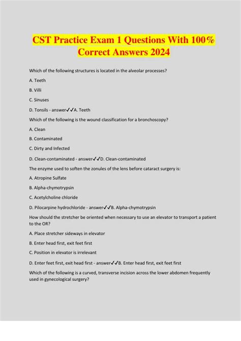 Cst Practice Exam 1 Questions With 100 Correct Answers 2024 Cst Stuvia Us