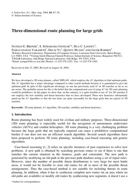 Pdf Three Dimensional Route Planning For Large Grids