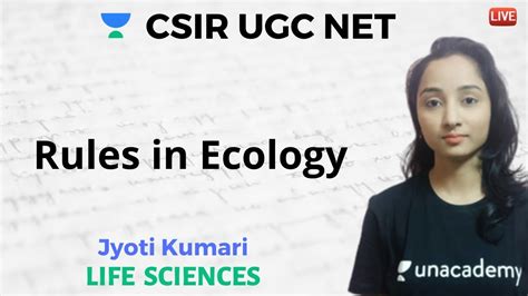 rules in ecology life science unacademy live csir ugc net jyoti kumari youtube