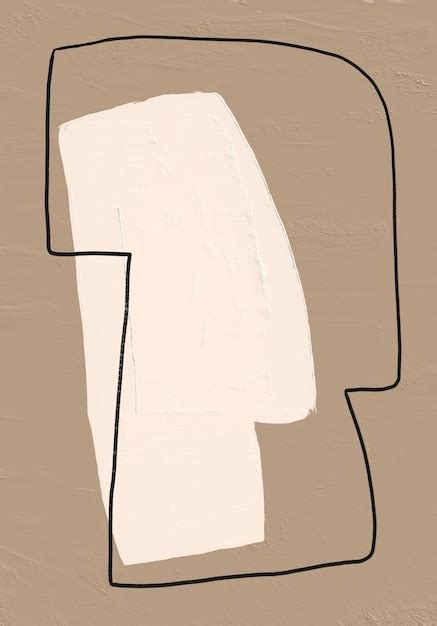 Arte Minimalista De Rostro Humano Moderno Arte Lineal Beige Y Negro