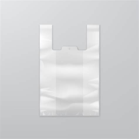 Premium Vector White Disposable Plastic Shopping Bag With Handles