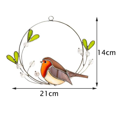 Stained Bird Glass Window Hangings Acrylic Wall Ha Grandado