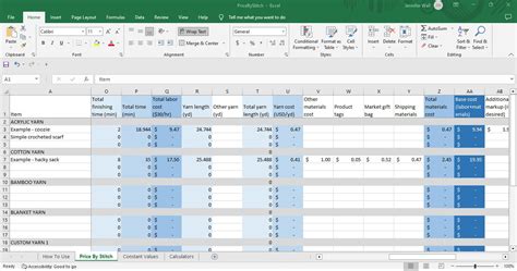 Pricing Spreadsheet For Crochet Artists Formulas To Etsy
