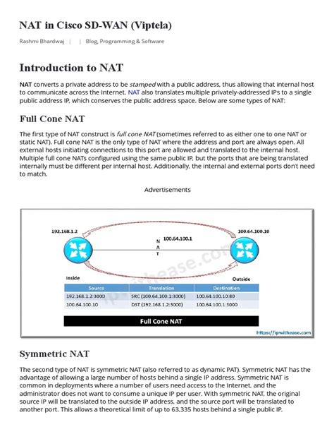 Nat In Cisco Sd Wan Viptela Ip With Ease Pdf Ip Address