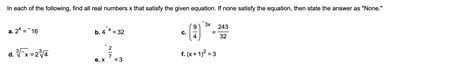 Solved In each of the following, find all real numbers x | Chegg.com