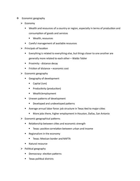 Lecture Notes Economic Geography Economic Geography Economy Wealth