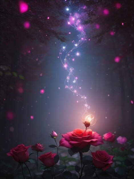 Premium Ai Image Rose In A Fantasy Forest Background