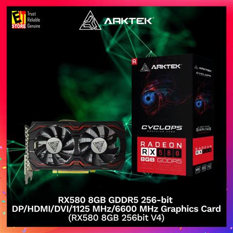 Arktek Rx580 8gb Gddr5 256 Bit Dphdmidvi1125 Mhz6600 Mhz Rx580 8gb