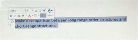 Solved 2 Make A Comparison Between Long Range Order
