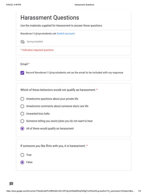Harassment Questions Pdf Sexual Harassment Cyberbullying