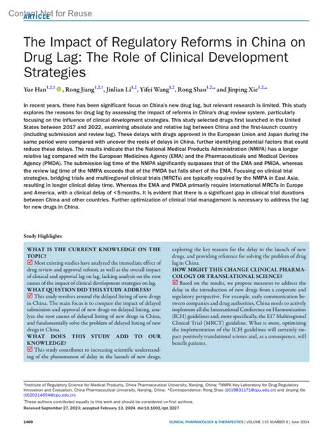 The Impact Of Regulatory Reforms In China On Drug Clinical