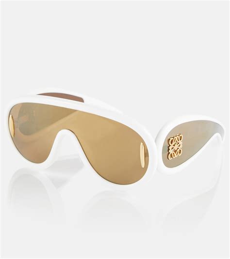 Wave Shield Sunglasses In White Loewe Mytheresa