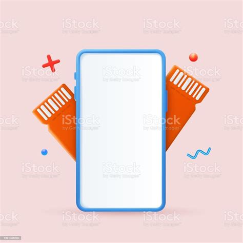 흰색 화면과 쿠폰이있는 3d 전화 3차원 형태에 대한 스톡 벡터 아트 및 기타 이미지 3차원 형태 Brand Name