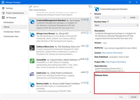 Release Note Visibility In Manage Packages Popup Studio Uipath