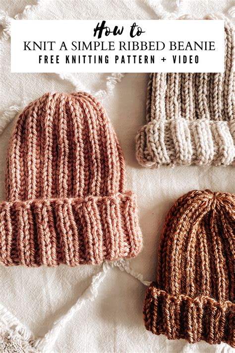 Simple Ribbed Beanie Knitting Pattern