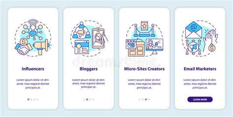 Affiliate Marketers Types Onboarding Mobile App Screen Stock Illustration Illustration Of