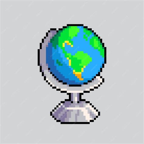 Premium Vector Pixel Art Illustration Earth Globe Pixelated Earth