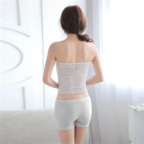 2016 Sexy Women Lace Solid Sheer Strapless Boob Tube Top Bandeau Bra