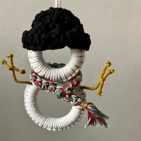 Christmas Macrame Snowman Pdf Tutorial Diy Pattern For Winter Ornament