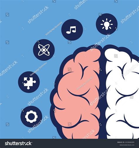 Brain Hemispheres Icons Brain Functions Stock Vector Royalty Free