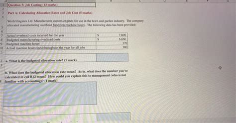 Solved Part A Calculating Allocation Rates And Job Cost Chegg