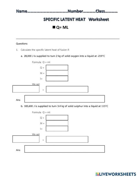 Latent Heat Home Learning Worksheet Gcse Worksheets Library
