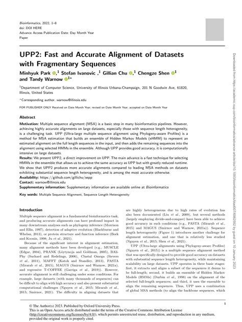 Pdf Upp2 Fast And Accurate Alignment Of Datasets With Fragmentary