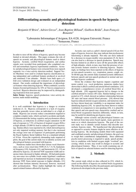 Pdf Differentiating Acoustic And Physiological Features In Speech For Hypoxia Detection