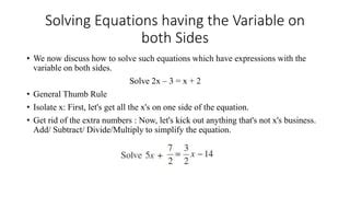 Linear Equations In One Variable Ppt Maths PPTX Physics Science