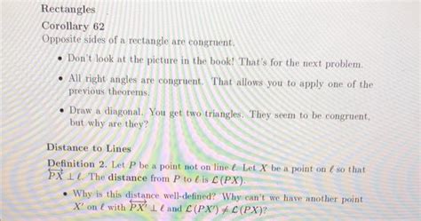 Corollary 62 Opposite Sides Of A Rectangle Are