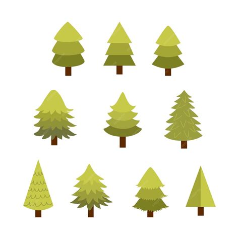 Premium Vector Set Of Pine Tree Vector Illustration
