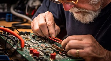 Premium Photo Closeup Of Hands Fixing Computer Board Computer Board