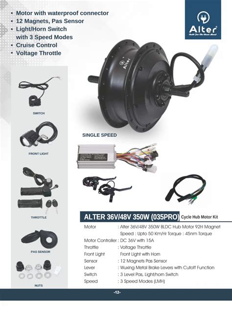 Alter 3848v 350w 035 Pro Cycle Hub Motor Kit Phase Three At ₹ 9450