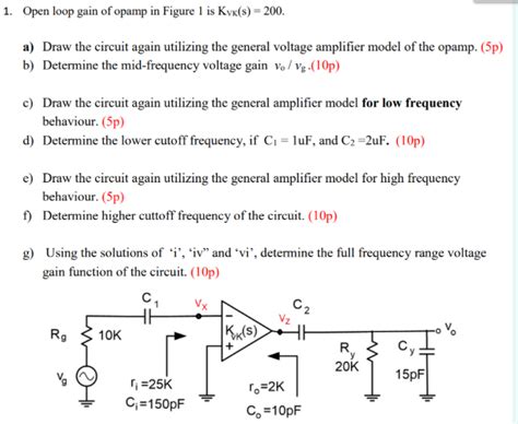 Solved 1 Open Loop Gain Of Opamp In Figure 1 Is Kyk S Chegg Com