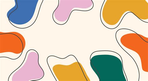 Abstract Colorful Organic Shapes On Beige Background Trendy Horizontal