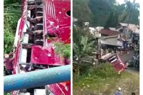 Breaking News Sebuah Bus Besar Terguling Dan Masuk Jurang Di Obyek