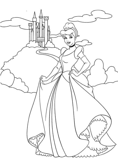Раскраска Золушка Дисней Золушка у замка