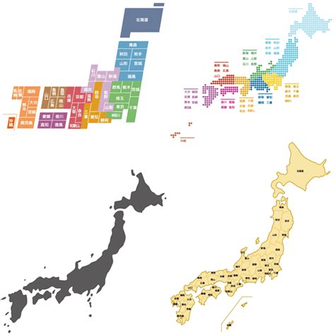 都道府県の白地図日本列島・世界地図のマップイラスト無料ベクターeps素材『地図ac』