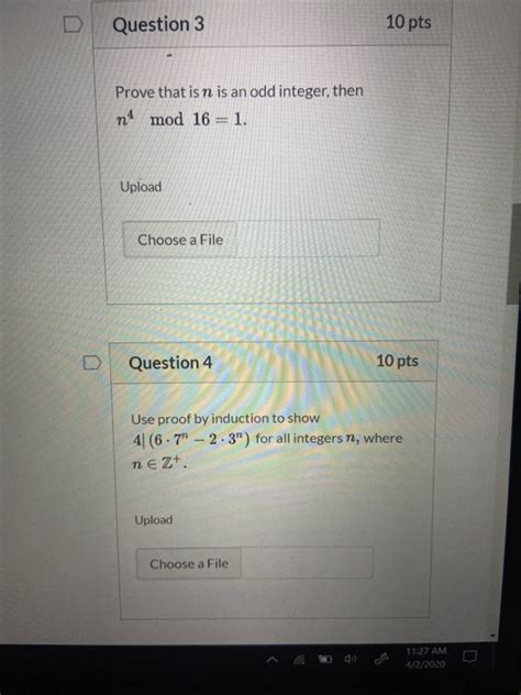 Solved D Question Pts Prove That Is N Is An Odd Chegg Com