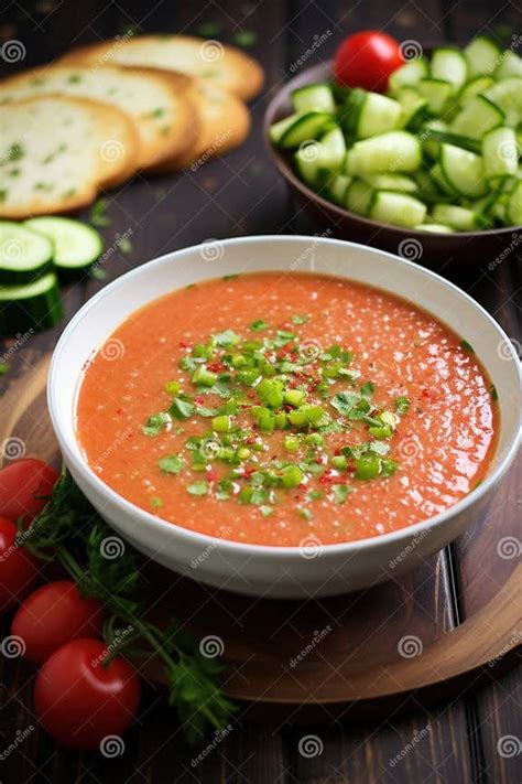 Light And Refreshing Gazpacho Soup With Bright Red Tomatoes Crisp