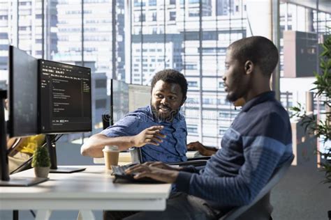 Manager In Wheelchair Checks On Employee Testing Machine Learning Stock Image Image Of Company