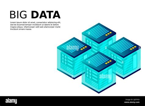 Mainframe Powered Server High Technology Concept Data Center Cloud Data Storage Isometric