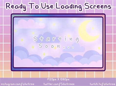 Animated Stream Starting Soon Screens 3 Purple Night Sky Screens For